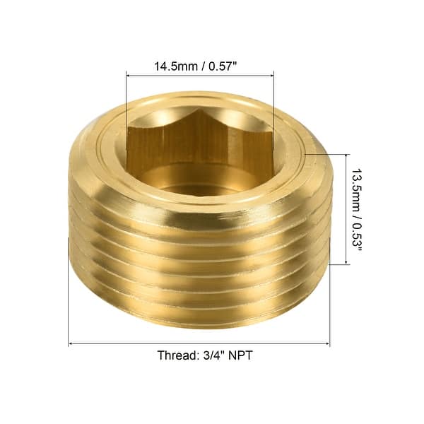 8pcs Brass Pipe Plug 3/4" NPT Male Thread Hex Internal Head Socket Fitting - Brass Tone - Bed ...